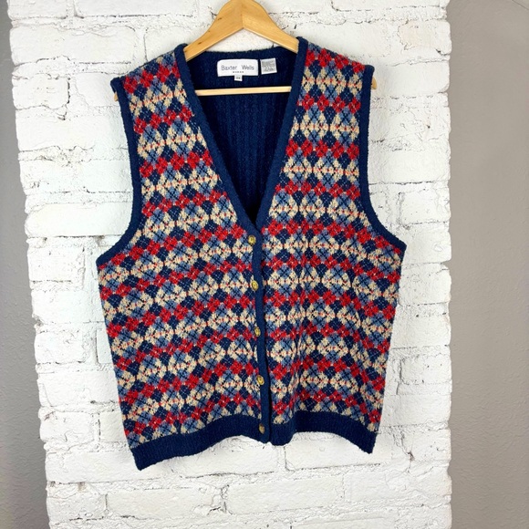 Vintage | Sweaters | Vintage Baxter Wells Wool Blend Argyle Sweater ...
